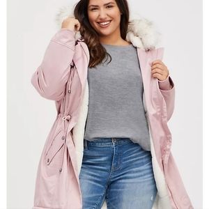 torrid | Jackets & Coats | New Torrid Light Pink Faux Fur Trimmed Parka ...